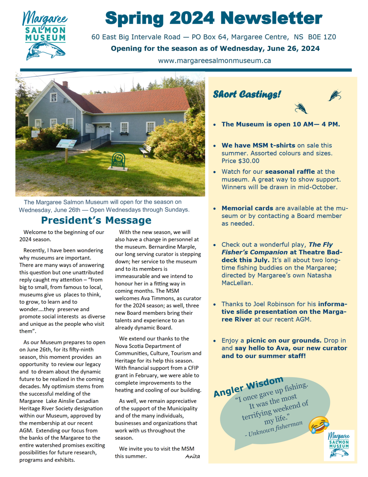 Spring 2024 Newsletter – The Margaree Salmon Museum